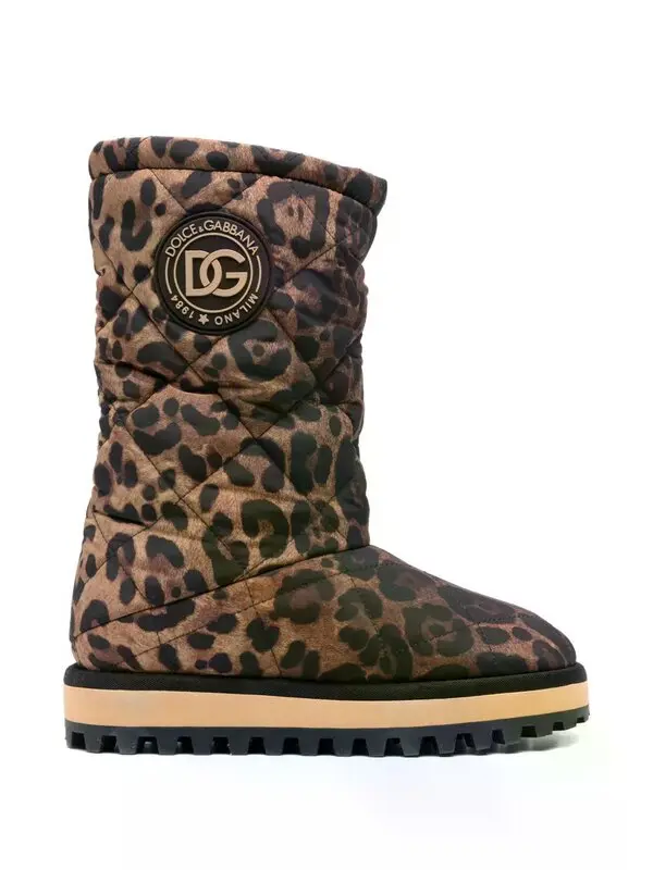Dolce & Gabbana Quilted Leopard Print Boots