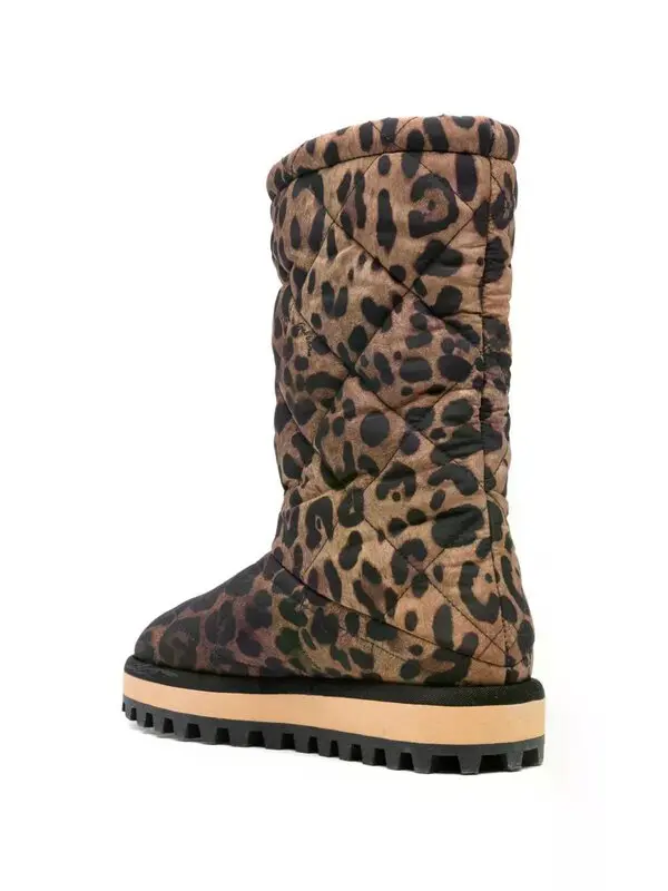 Dolce & Gabbana Quilted Leopard Print Boots