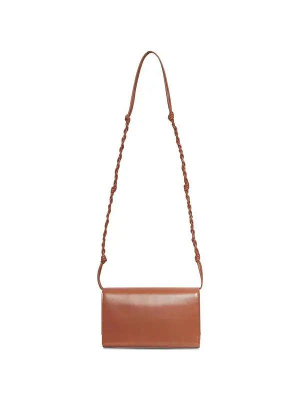 JIL SANDER Tangle Braided Leather Crossbody Bag - Brown