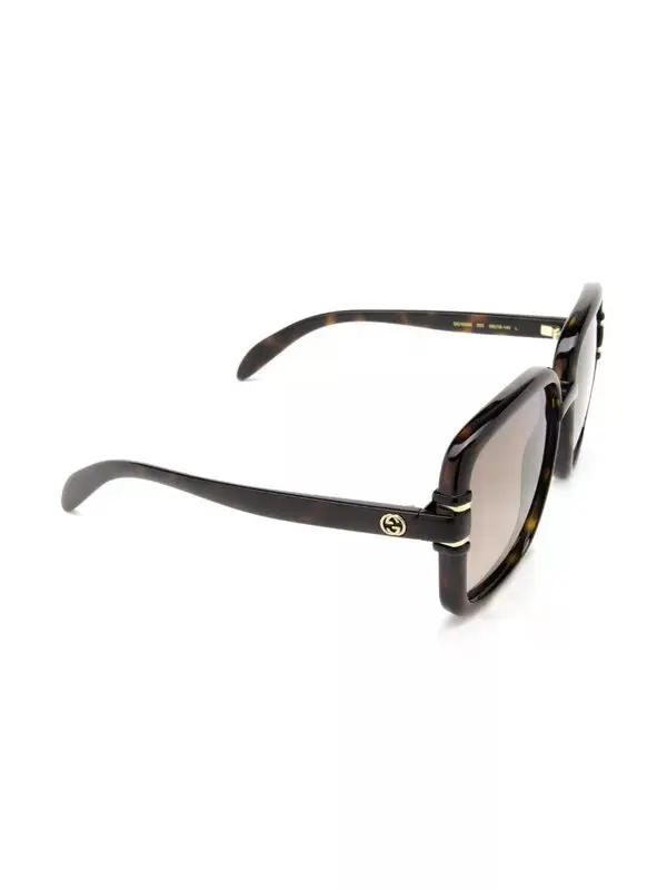 Gucci Tortoiseshell Effect Square Frame Sunglasses - Brown