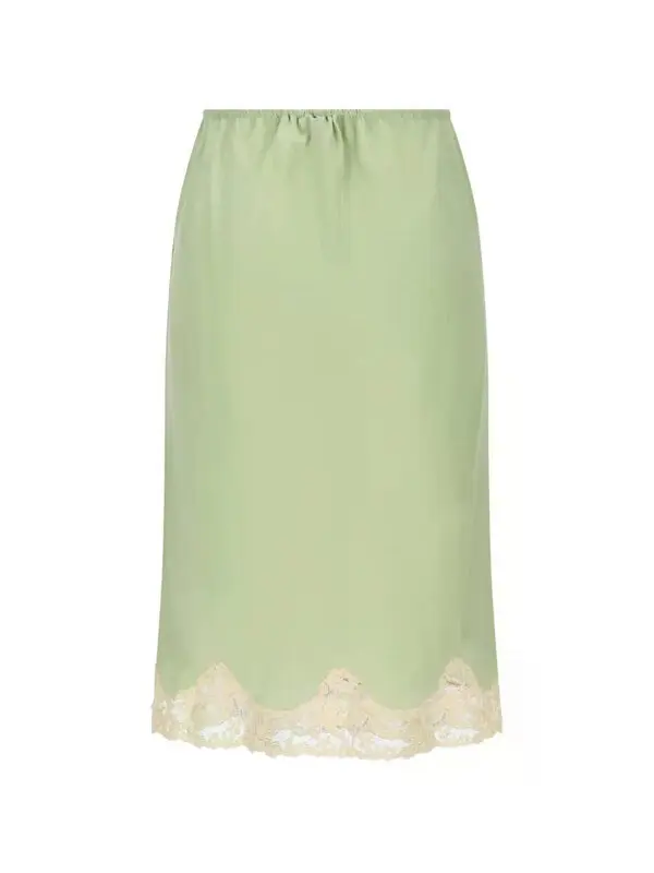 Saint Laurent Lace Trim Midi Skirt - Green