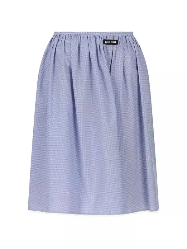 Miu Miu Checked Cotton Midi Skirt