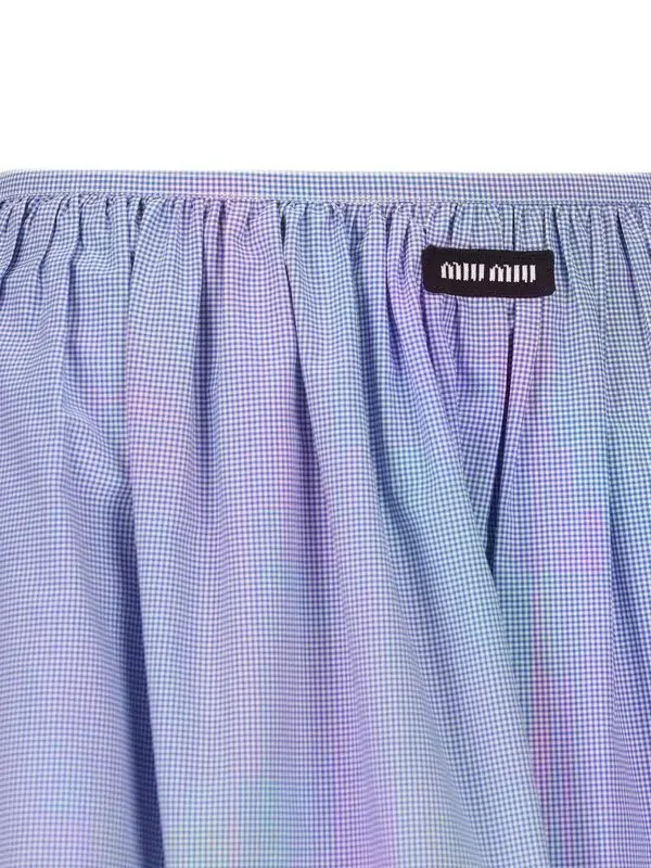 Miu Miu Checked Cotton Midi Skirt