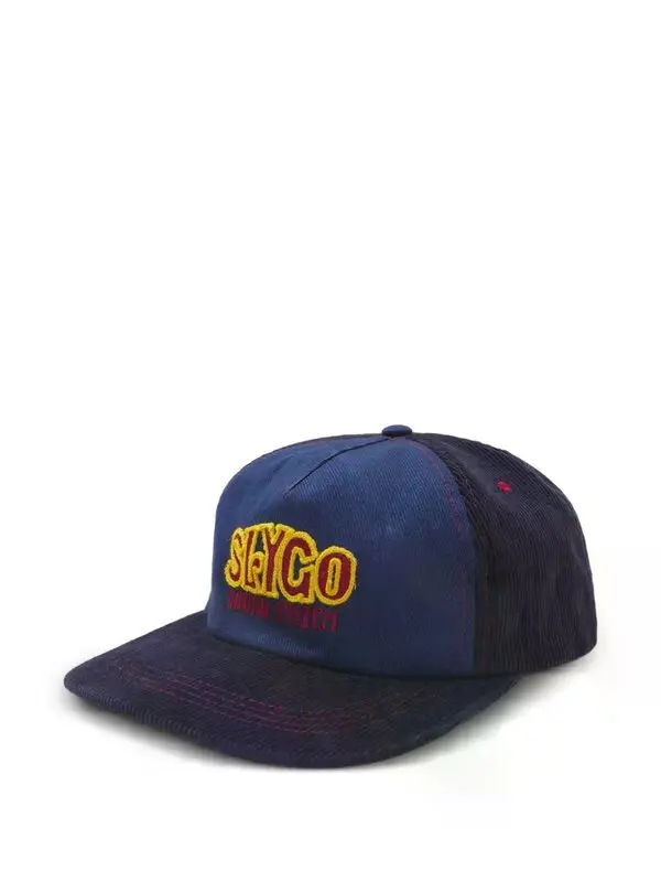 NICHOLAS DALEY Slygo Embroidered Corduroy Cap - Blue