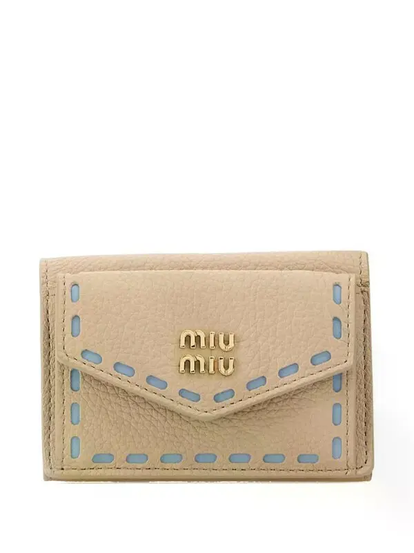 Miu Miu Sand Logo Wallet - Neutrals