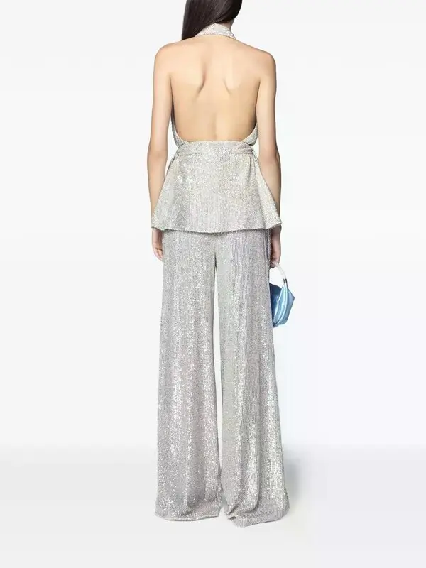 TWENTY FOURHAITCH Arizona Sequinned Palazzo Pants - Silver