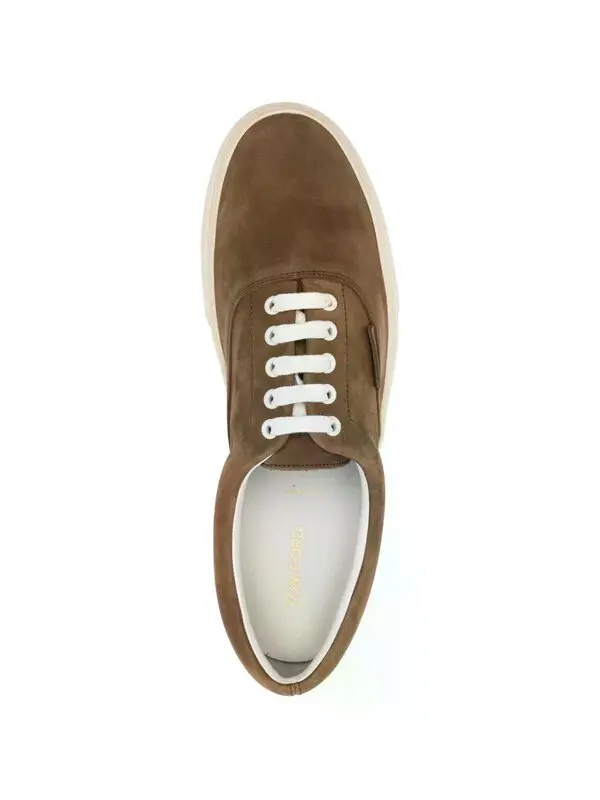 TOM FORD Logo Patch Lace-up Sneakers - Brown