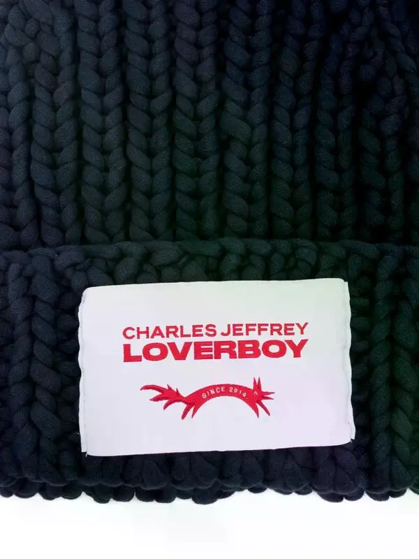 CHARLES JEFFREY Chubby Logo Patch Beanie Hat - Blue