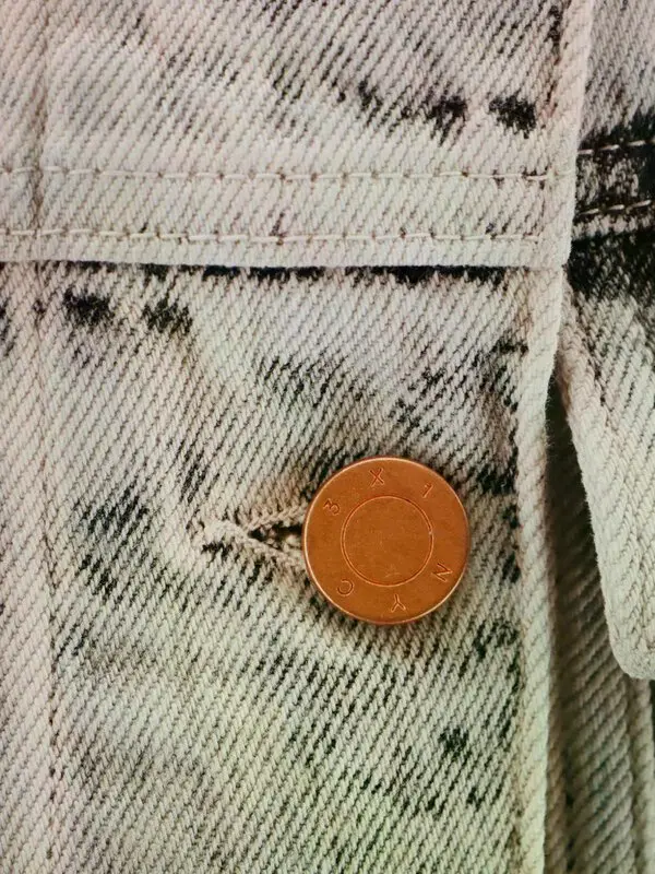 3x1 Bleached Denim Jacket With Metal Button Closure