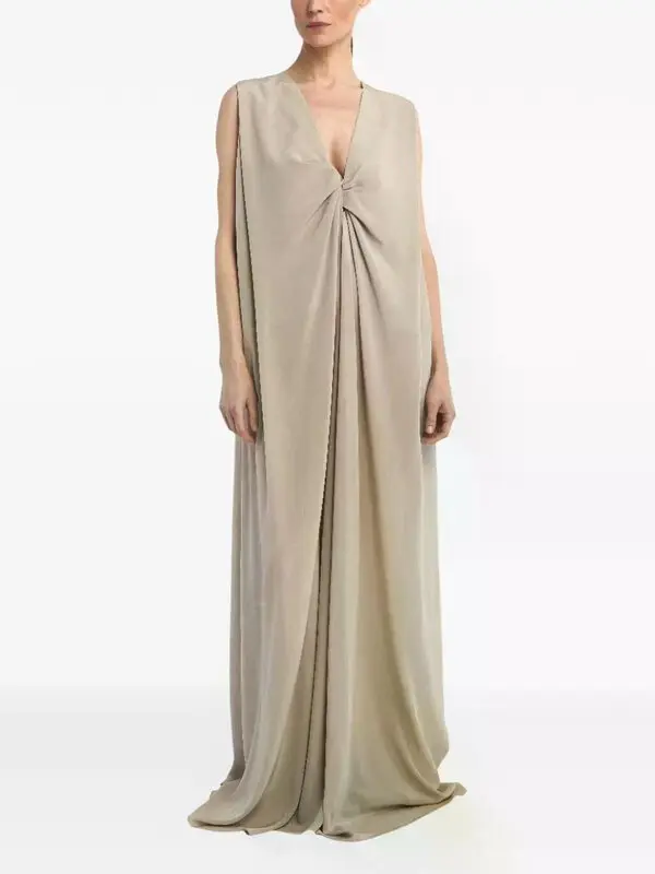 DI STAVNITSER Mira V-neck Twisted Maxi Dress - Neutrals