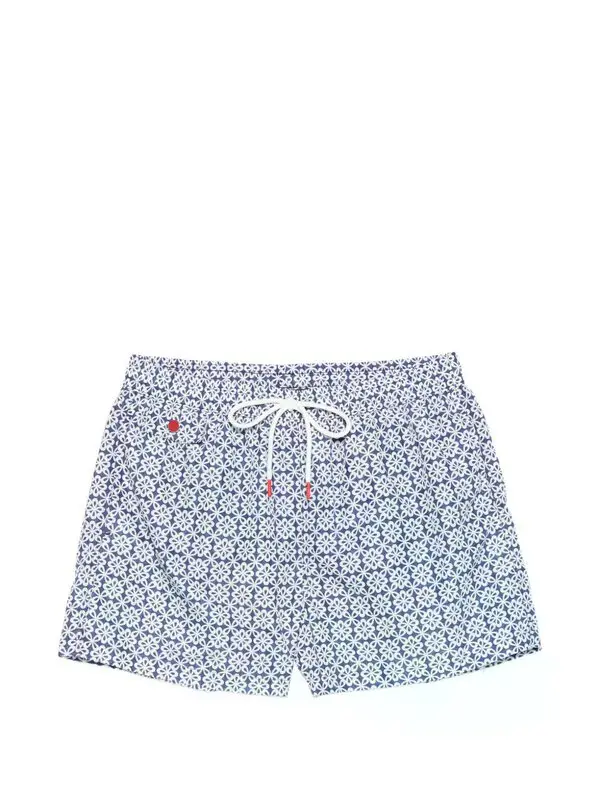 Kiton Floral-print Swim Shorts - Blue