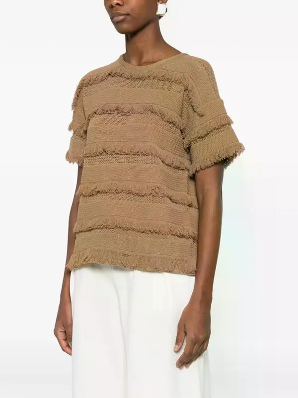 Max Mara T-shirt With Fringe Detail