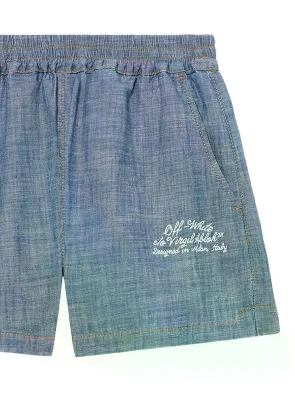 Off-White Chambray Denim Shorts - Blue