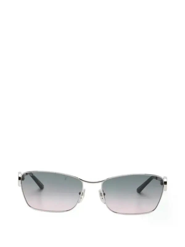 Gucci Gg-logo Rectangle-frame Sunglasses - Silver