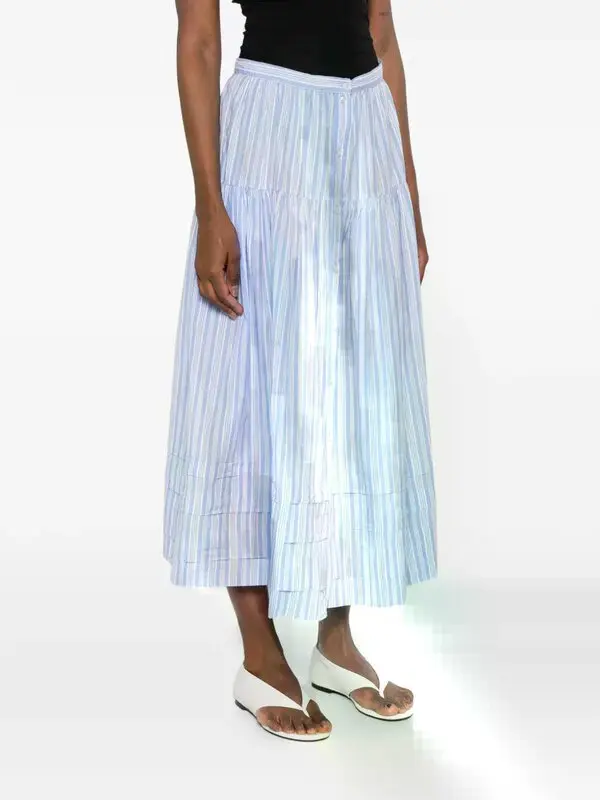 DÔEN Striped Tiered Midi Skirt