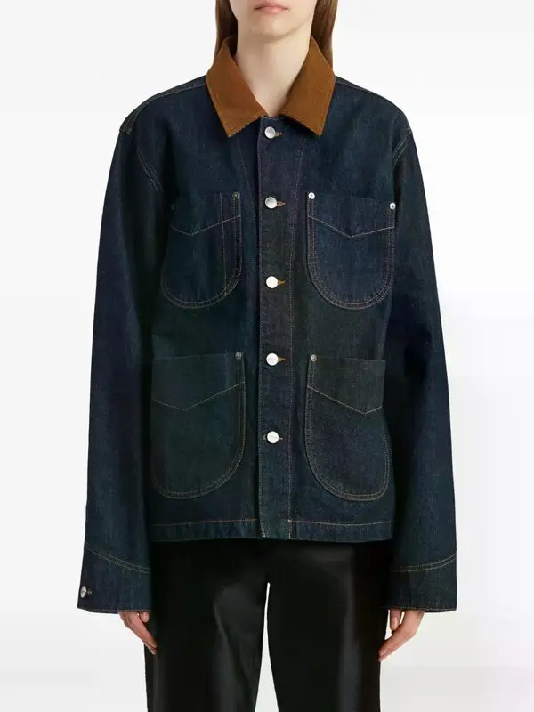 Khaite Wyatt Corduroy-collar Denim Jacket
