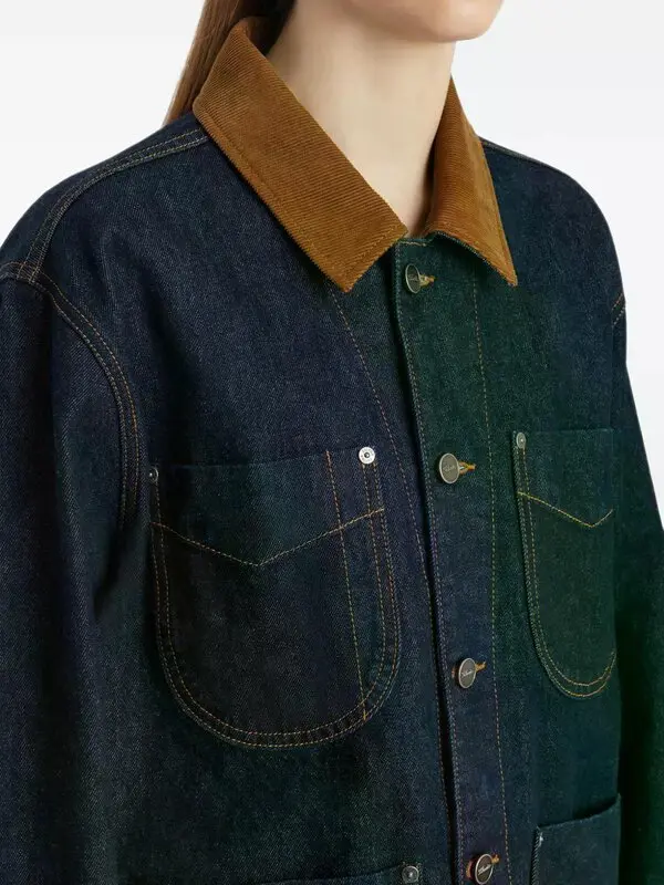 Khaite Wyatt Corduroy-collar Denim Jacket