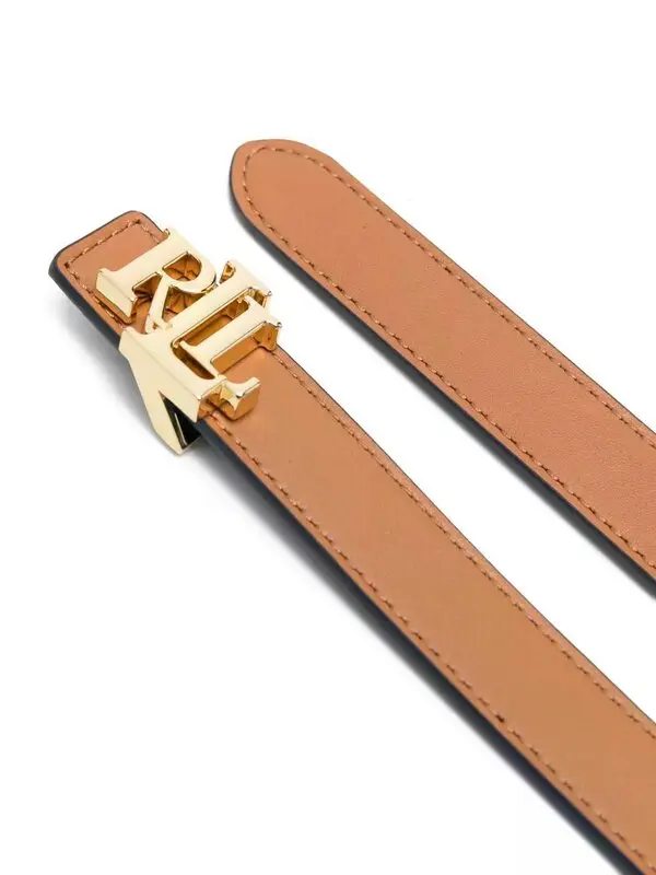 Ralph Lauren Skinny Belt With Logo Buckle - Brown