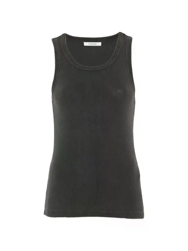 ENTIRE STUDIOS Ribbed Scoop Neck Tank Top - Black