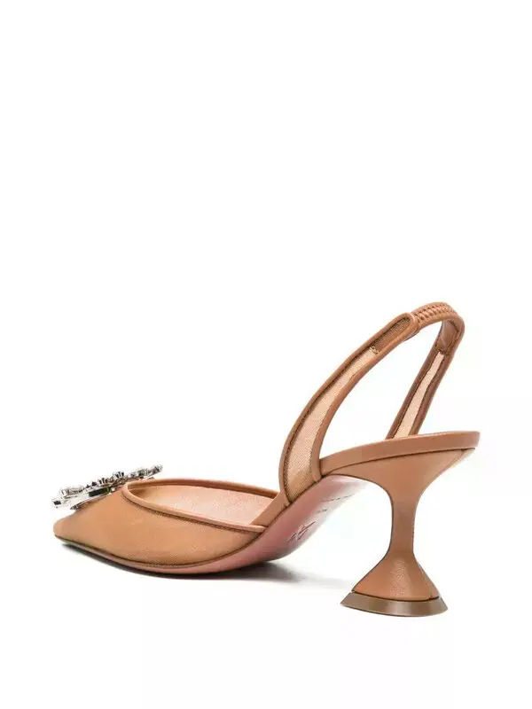 Amina Muaddi Embellished Pointed Toe Slingback Pumps