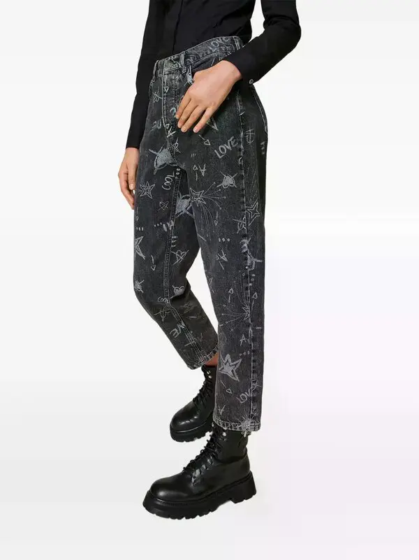 TWINSET Graffiti Print Straight-leg Jeans