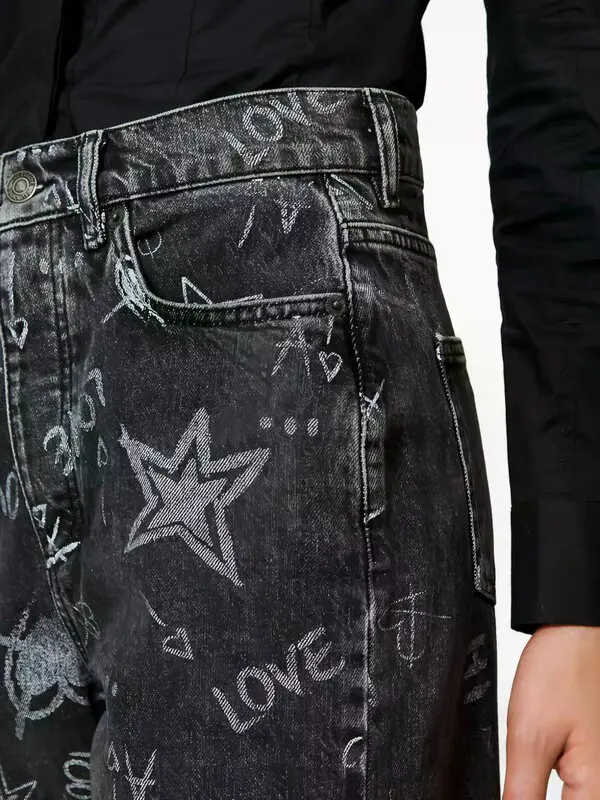 TWINSET Graffiti Print Straight-leg Jeans