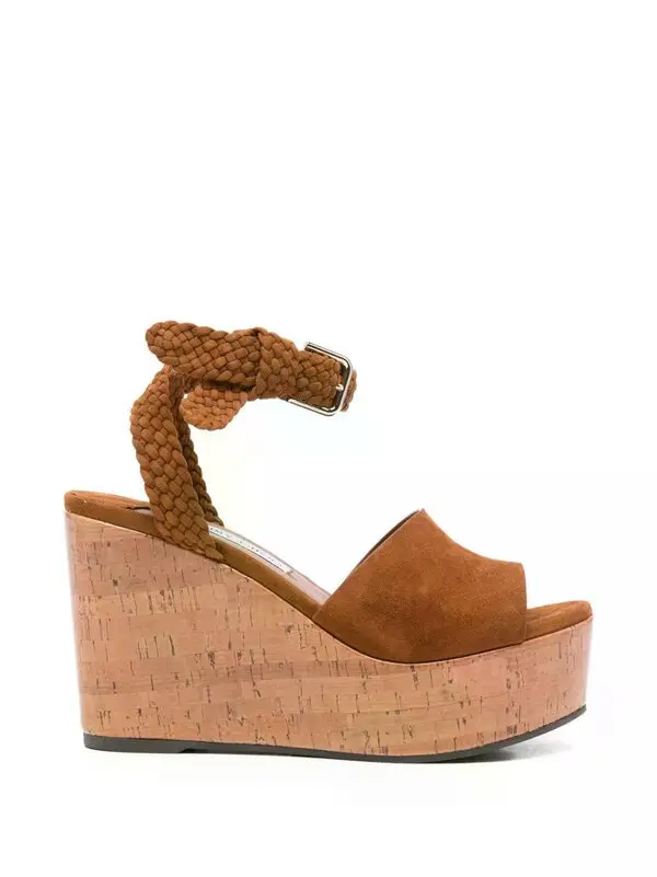 JIMMY CHOO Braided-strap Wedge Sandals - Brown