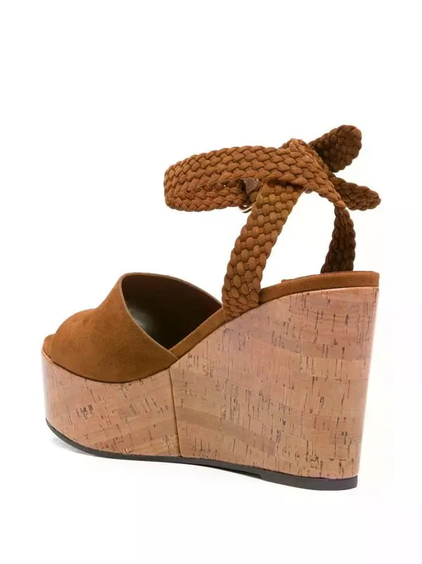JIMMY CHOO Braided-strap Wedge Sandals - Brown