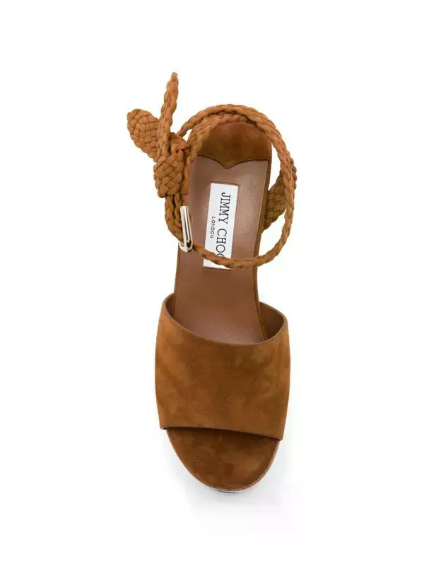 JIMMY CHOO Braided-strap Wedge Sandals - Brown