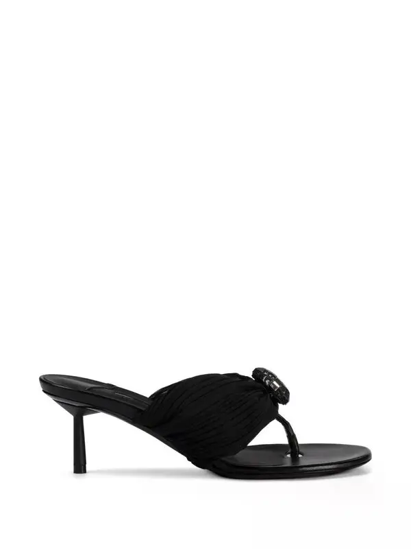 LE SILLA Embellished Pleated Sandals - Black