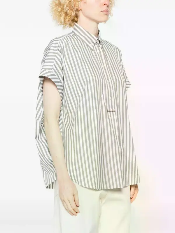 Brunello Cucinelli Striped Button-fastening Polo Top