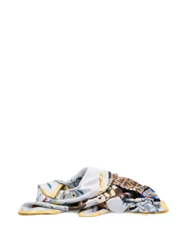 Fendi Gardening-print Silk Scarf - Blue