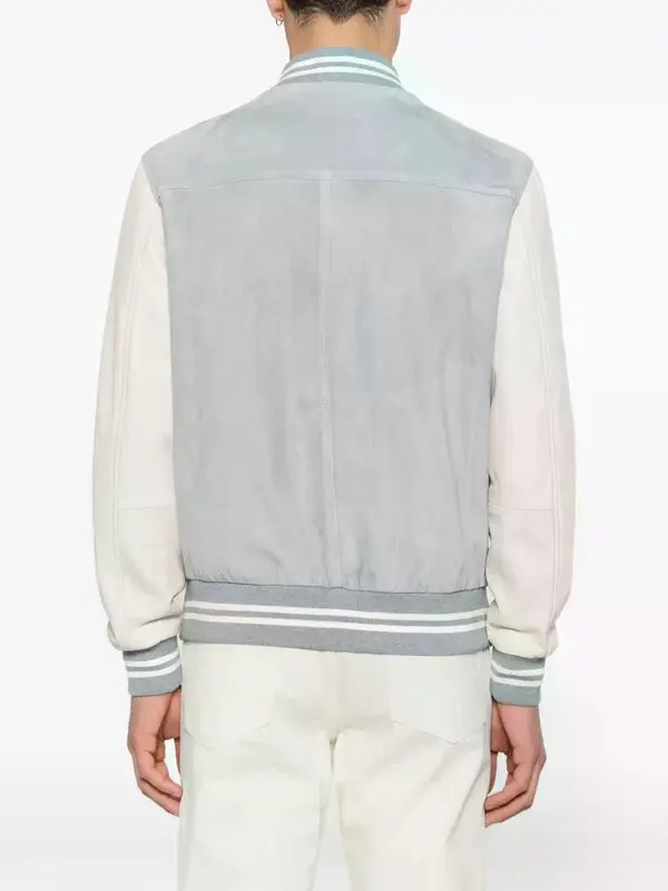 Eleventy Suede Panel Bomber Jacket - Blue