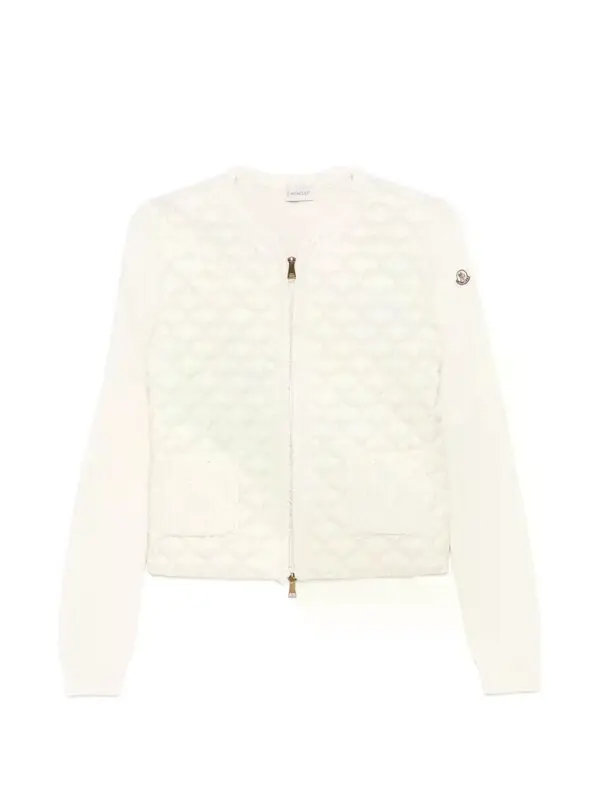 Moncler Cream Quilted Zip Jacket - Neutrals