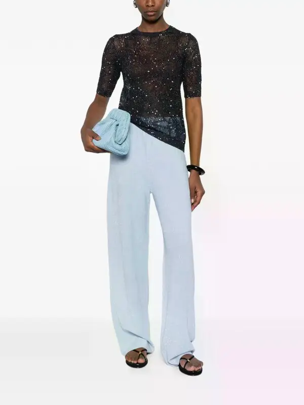 Fabiana Filippi Open-knit Sparkle T-shirt - Blue