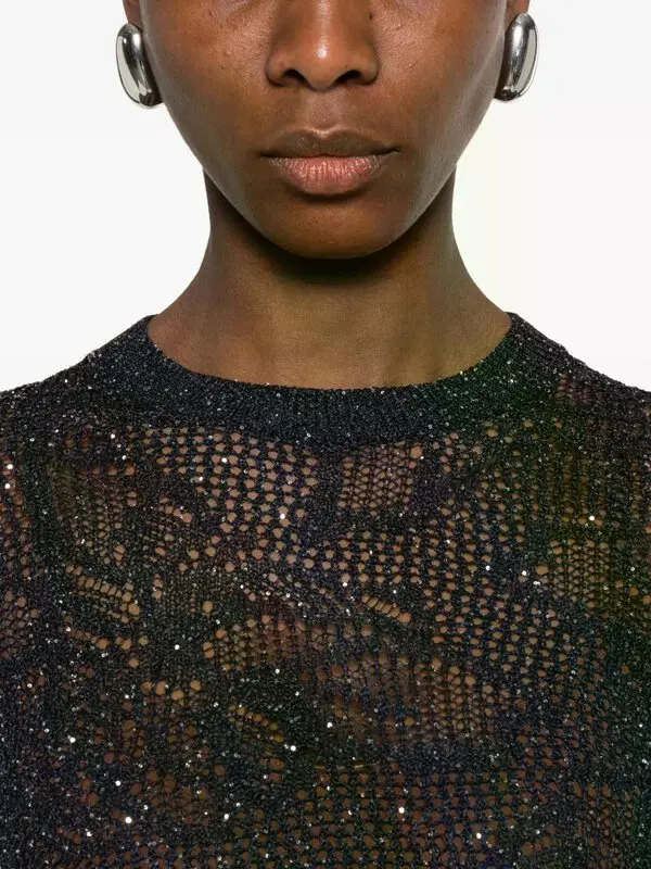 Fabiana Filippi Open-knit Embellished T-shirt