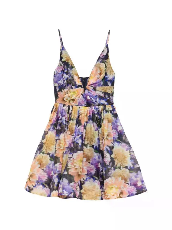 Zimmermann V-neck Floral Mini Dress - Purple