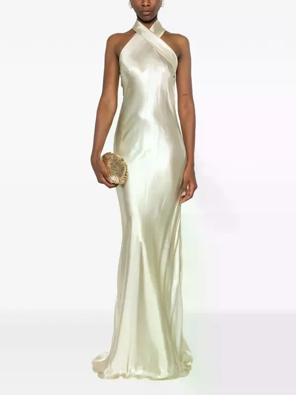 Galvan Halterneck Maxi Dress - Neutrals