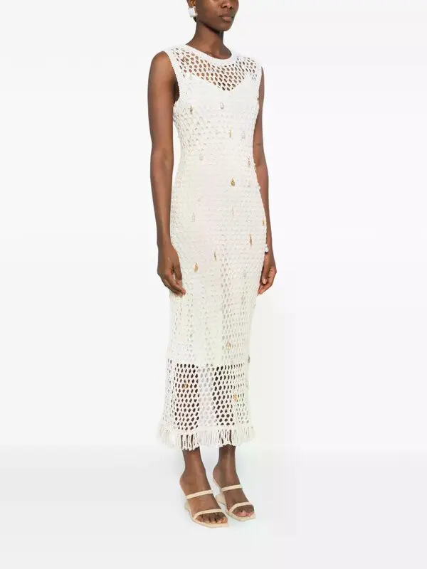 Simkhai Knit Midi Dress With Fringed Hem