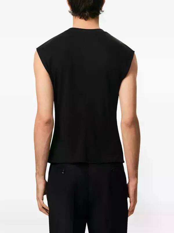 AMI Paris Sleeveless Zigzag Stitch Top