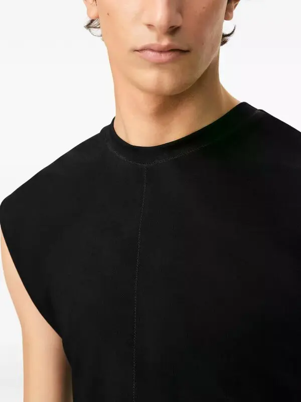 AMI Paris Sleeveless Zigzag Stitch Top