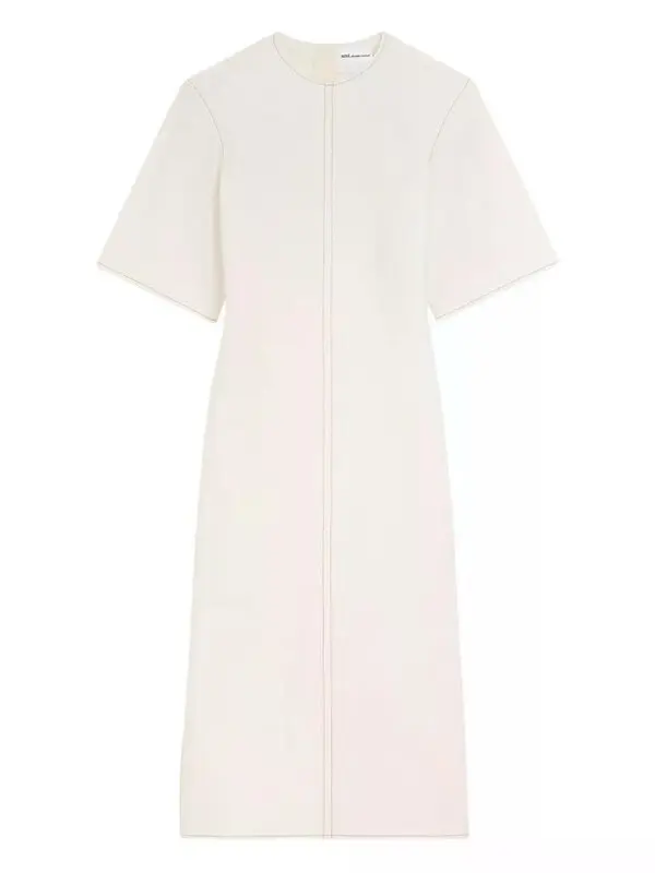 AMI Paris Cotton Midi Dress With Contrast Stitching