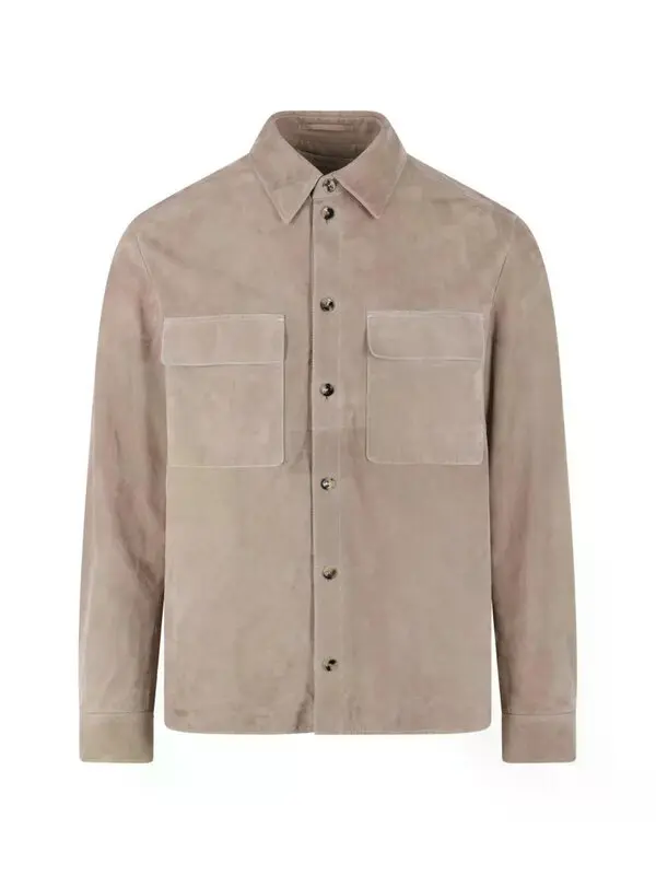 Agnona Patch-pockets Shirt Leather Jacket