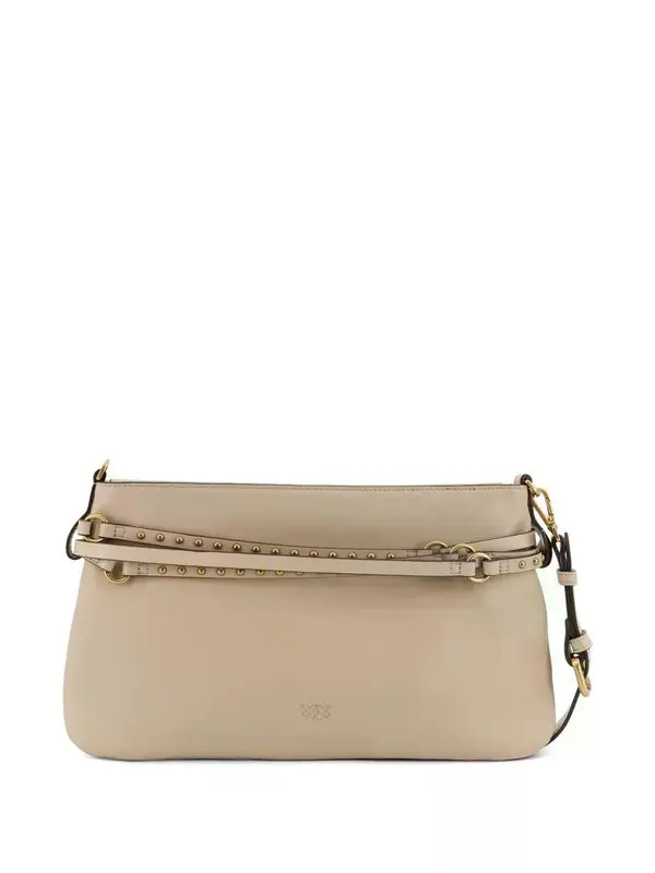 Pinko Classic Shoulder Bag With Stud Embellishments - Neutrals