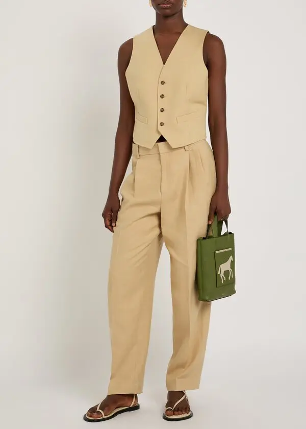 Polo Ralph Lauren Pleated Tapered-leg Hemp Trousers - Tan