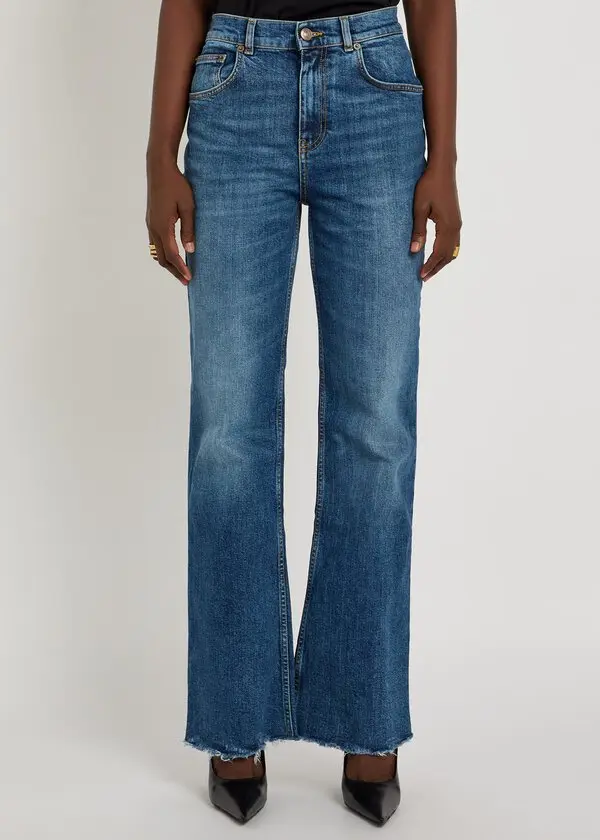 Tory Burch Bootcut Jeans With Distressed Cuffs