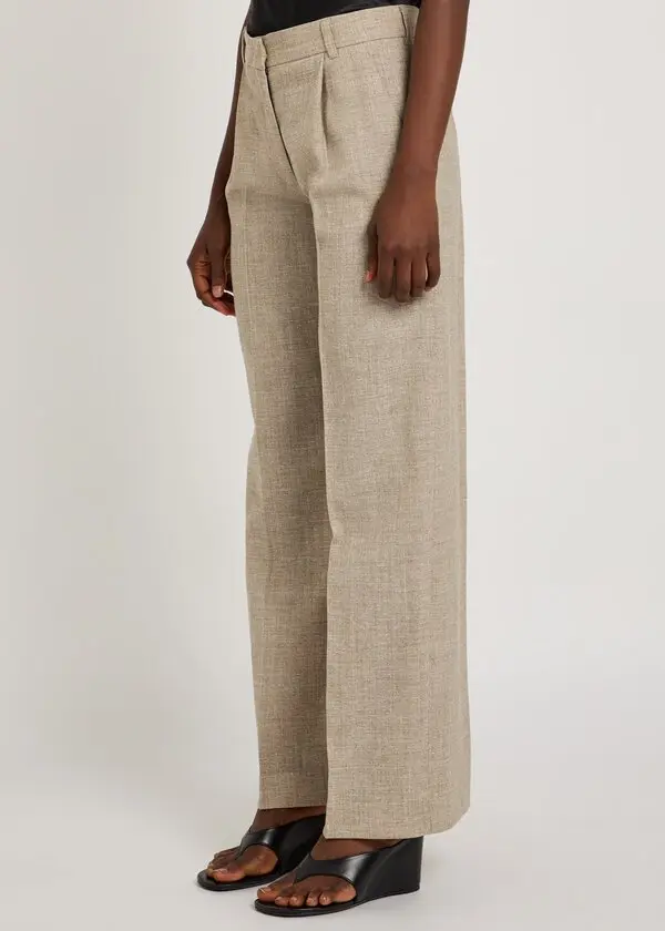 AKYN Perla Linen And Wool-blend Trousers