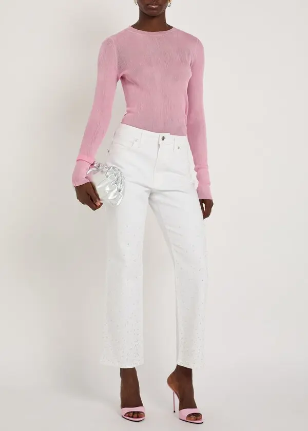 Good American Icon Pearl Embellished Straight-leg Jeans