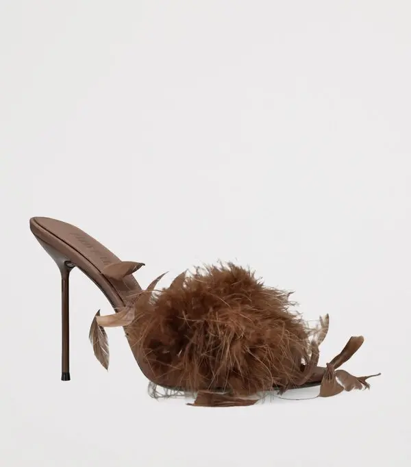 Paris Texas Feather Lidia Mules 105 - Brown
