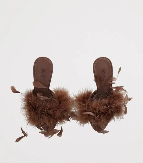 Paris Texas Feather Lidia Mules 105 - Brown
